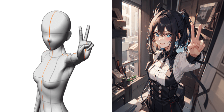 【Stable Diffusion】3D人形×OpenPoseで思い通りのポーズを描く | るんるんスケッチ